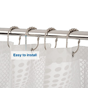 Amazer Shower Curtain Rings, Shower Curtain Hooks Rust-Resistant Shower Curtain Rings Hooks for Bathroom Shower Rod Curtains, Matte Nickel, Set of 12