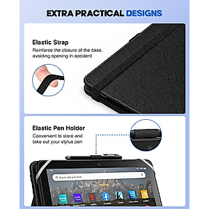 MoKo Universal Keyboard Case for 7", 7.9", 8" iPad Mini/Samsung Galaxy Tab A/Huawei Tablet, Lightweight Tablet Cover with Removable Wireless Bluetooth Keyboard, Black