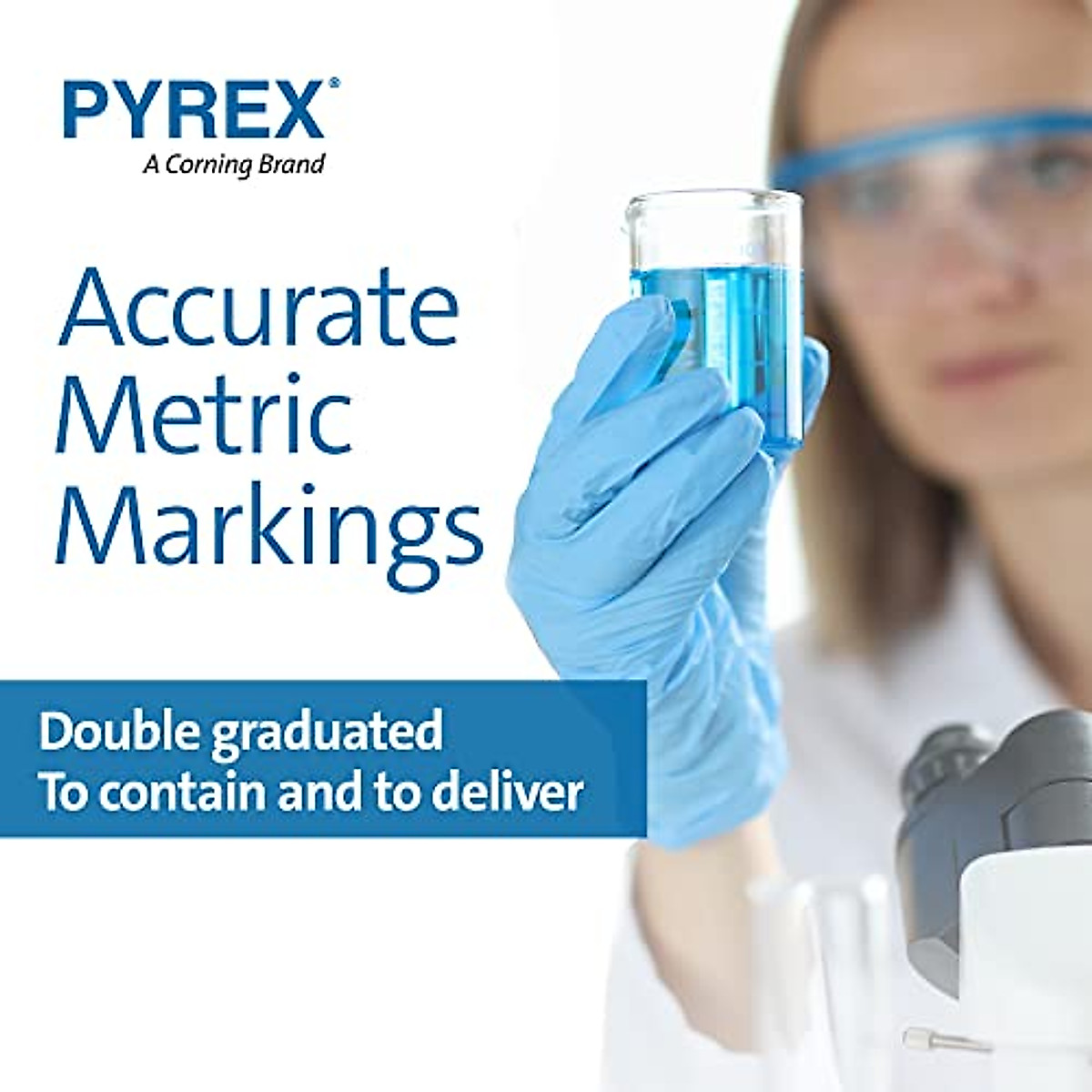 PYREX Griffin Borosilicate Glass Beaker - Low Form Graduated Measuring Beaker with Spout – Premium Scientific Glassware for Laboratories, Classrooms or Home Use - PYREX Chemistry Glassware, 1L, 2/Pk