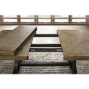 Roundhill Furniture Birmingham 8-Piece Extendable Table with Nailhead Bench Dining Set, Driftwood