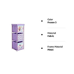 Idea Nuova Disney Frozen 3 Tier Fabric Storage Organizer with 3 Cubes and Removable Lid
