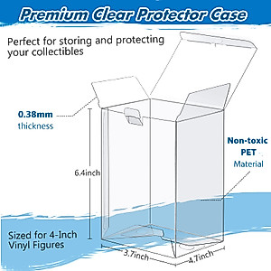 24 Pack Protectors Case Compatible with Funko- 4" Inch Pop Vinyl Figures, Crystal Clear Protectors, Heavy Duty Display Box w/ Protective Film & Locking Tab