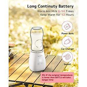2024 Upgraded Portable Bottle Warmer, 1-Min Fast Heating Bottle Warmer with 5 Adapters and Formula Dispenser, Befano Rechargeable Travel Bottle Warmer for Breastmilk or Formula.