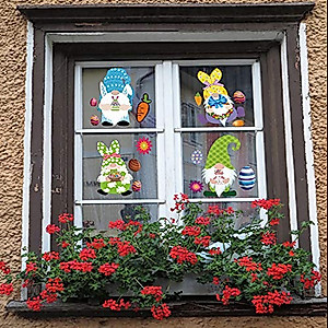 DmHirmg Easter Window Clings, Upgraded Static Easter Window Sticker, Easter Decorations Window Clings Stickers Decal,Cute Bunny Radish Eggs Carrot Decals for Kids School Office Home Glass Decals for Easter Home Party Decorations Supplies 9 Sheets