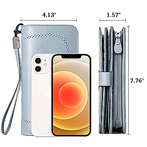 BOSTANTEN Women Leather Handbag Designer Large Hobo Purses Shoulder Bags Blue and Large Capacity Wristlet Clutch Purse Credit Card Holder with RFID Blocking Blue