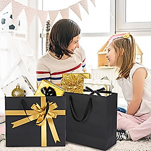 Moretoes 30pcs Black Gift Bags with Handles Large Kraft Paper Bags 12.5"x 4.5"x 11" Heavy Duty Wrap Bags with Cloth Handles for Retail, Grocery, Boutique, Business, Merchandise, Party Favor, Wedding