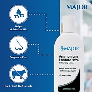 Major Ammonium Lactate 12% Moisturizing Lotion - Lactic Acid Lotion - Helps Moisturize and Soften Rough, Dry Skin - Daily Body Lotion - Fragrance-Free - 8 Oz