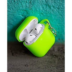 Felony Case – Soft Silicone AirPods Case 2 &1 - Neon Green | Shockproof, 360° Protective Apple Airpods Case Cover with Keychain | Wireless Charging Compatible with Front LED Visible