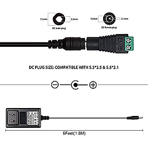 FEIYIU DC 5V 3A Power Supply Adapter Converter for WS2812B WS2811 WS2801 SK6812 LED Pixel Strip Light CCTV Camera Security System