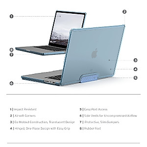[U] by UAG Designed for MacBook Pro 14" Case 2021-2023 A2918 A2992 M3/M3 Pro/Max, M2 Pro/Max, M1 Pro/Max Slim Impact Resistant Touch ID Military Dropproof Lucent Laptop Cover, Transparent Cerulean
