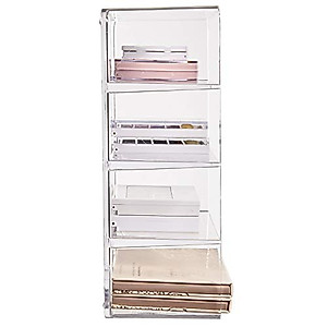 STORi 4-Compartment Clear Plastic Organizer | Rectangular Divided Makeup and Vanity Storage Bin | Use Upright for Eyeshadow Palettes | Round Corner Design | Made in USA