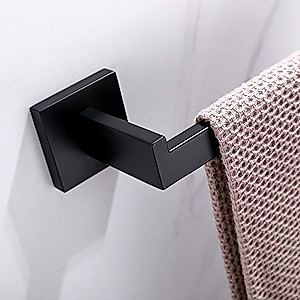 TASTOS Premium Stainless Steel Hand Towel Holder, Square Hand Towel Ring Heavy Duty Wall Mounted Modern Hand Towel Bar for Bathroom Kitchen, Matte Black