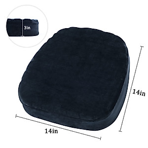 baibu 14x14 Inches Non Slip Metal Dining Chair Pads, Super Soft Bar Stool Cushions Kitchen Chair Pads with Ties - One Cushion only (Black, 14×14×3in)