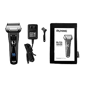 Runwe Rs725 Men's Electric Razor Cordless Foil Shaver with Pop-Up Beard Trimmer and LCD Display for Men Wet/Dry Shaving