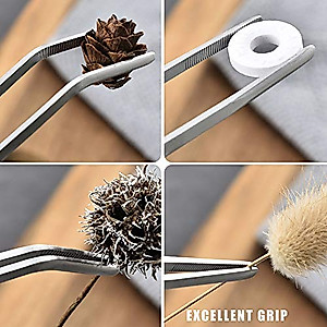 Longjet Feeding Tongs, 2 Pcs 10.6 Inch Stainless Steel Long Tweezers Forceps, for Reptile Lizards, Gecko, Bearded Dragon, Snake, Turtle Feeder and Aquarium Aquatic Plant Bonsai Starter Tools