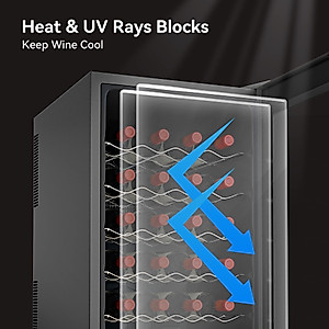 Fijinhom 32 Bottle Wine Cooler, Black, Thermoelectric Wine Fridge, 2.75 cu. ft. (78L), Freestanding Wine Cellar, Red Wine Storage for Small Kitchen, Apartment, Condo, RV