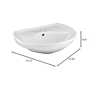 American Standard 0268004.020 Ravenna Wall-Mounted Pedestal Lavatory Top with 3 Faucet Holes (4 Centers), 25.75 X 21.06 X 10.50 Inches, White