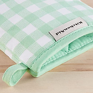 KitchenAid Gingham Mini Oven Mitt 2-Pack Set, Pistachio Green, 5.5"x8"
