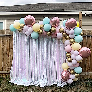 Sequin Backdrop Curtains Iridescent White Curtain for Wedding Backdrop 2 Packs 2ftx8ft Shimmer Wall Iridescent Birthday Backdrop Glitter Curtains