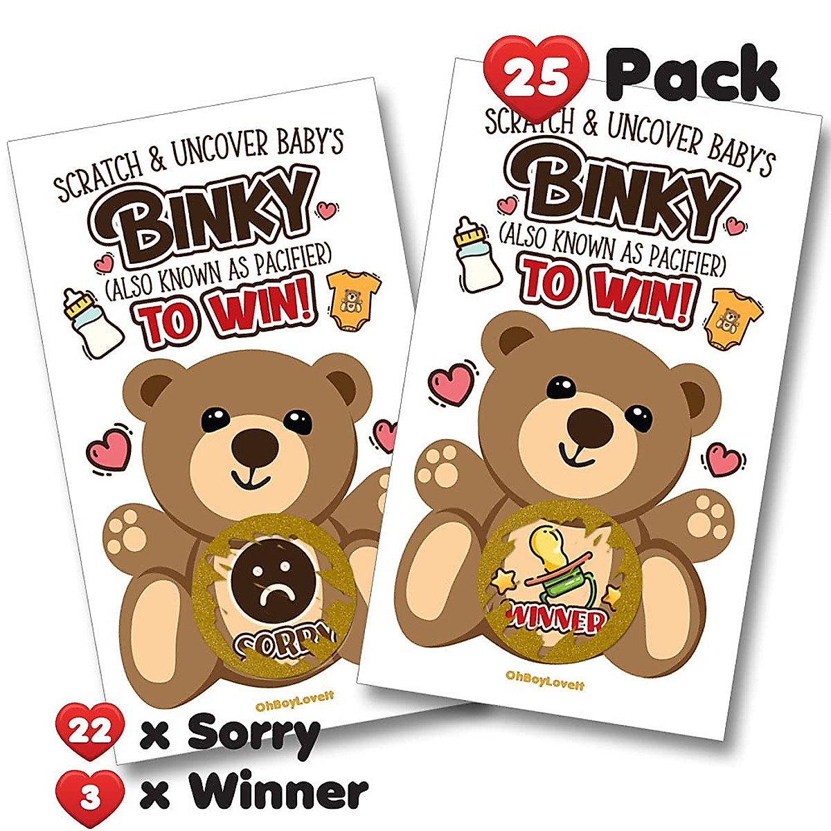 Oh Boy Love It Baby Shower Scratch Off Game (Teddy)