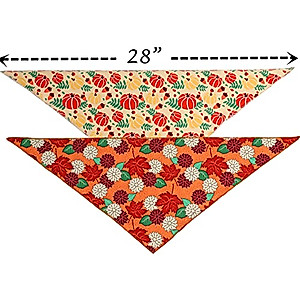 2 Pack Fall Dog Bandanas Thanksgiving Bandanas for Cat Triangle Medium Large Dog Scarf Pets Bibs