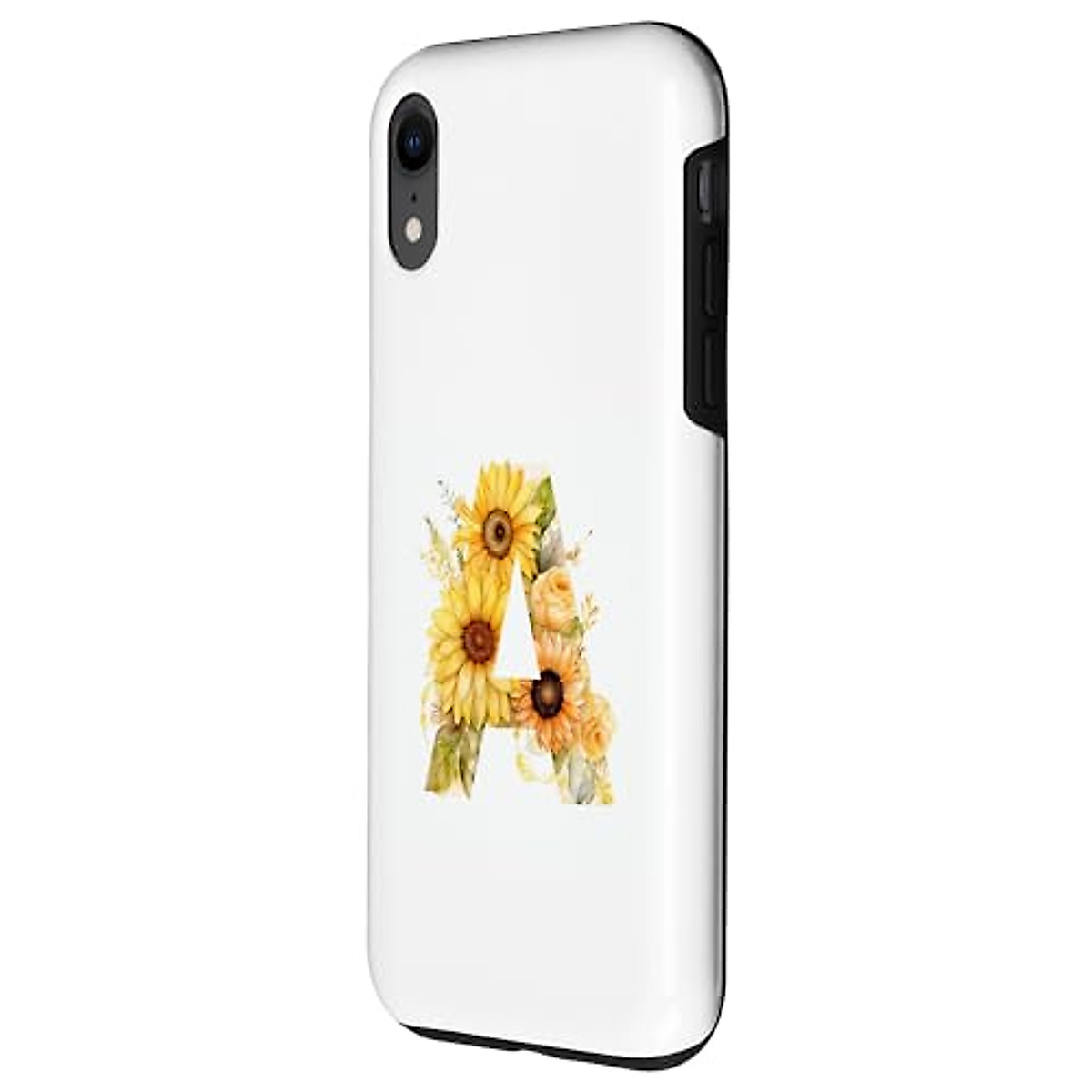 iPhone XR Letter A Initial Monogram Sunflower Minimalist Women Yellow Case
