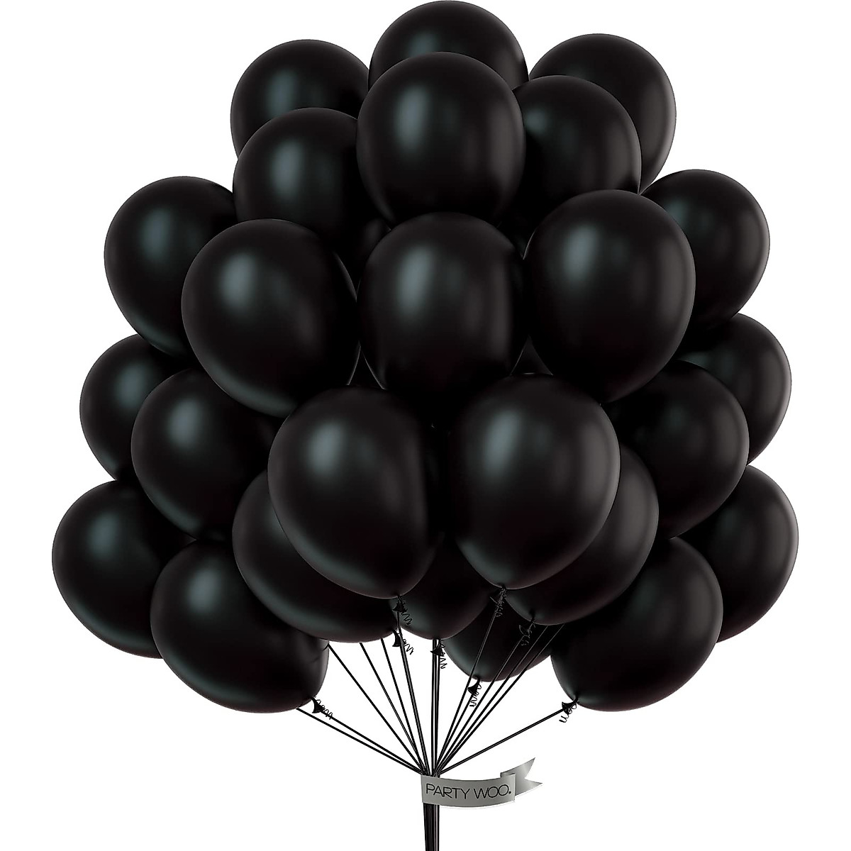 PartyWoo Black Balloons, 51 pcs 12 Inch Matte Black Balloons, Black Balloons for Balloon Garland or Balloon Arch as Party Decorations, Birthday Decorations, Retirement Party Decorations, Black-Y18