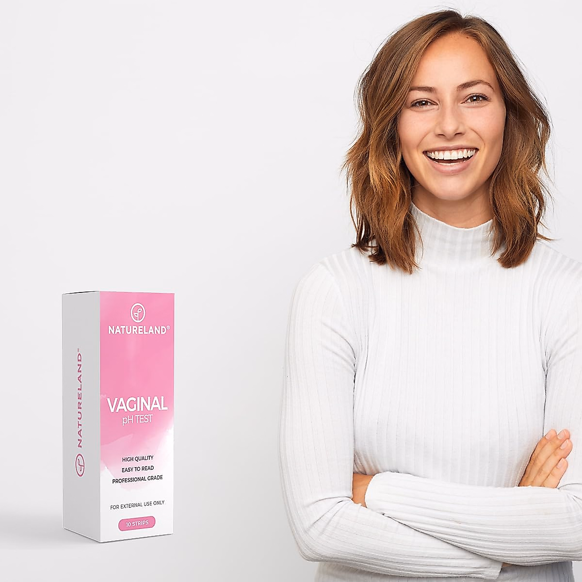 Natureland Vaginal Health pH Test Strips, Feminine pH Test, Value Pack | Monitor Vaginal Intimate Health & Prevent Infection | Accurate Acidity & Alkalinity Balance (10 Strips)