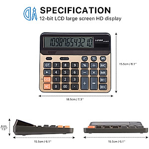 Calculator, Solar Battery Calculator Dual Power Large Standard Function Desktop Business Calculators, 12-Digit LCD Display Big Number Electronics Calculator for Office Finance School Student