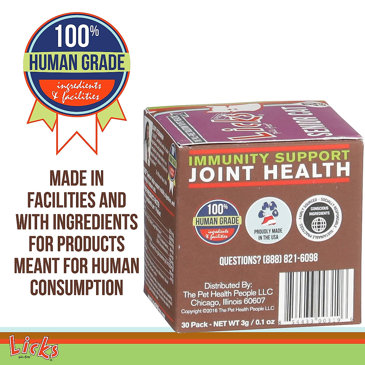 Licks Pill Free Senior Cat - Joint Support & Digestion Supplement for Senior Cats - Immunity Vitamins & Heart Health Supplements for Older Cats - Gel Packets - 30 Use