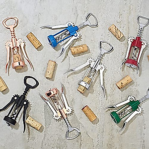 True Soar Winged Corkscrew Wine Opener - Self Centering Worm, Stainless Steel, Manual Wine Bottle Opener, Chrome Silver