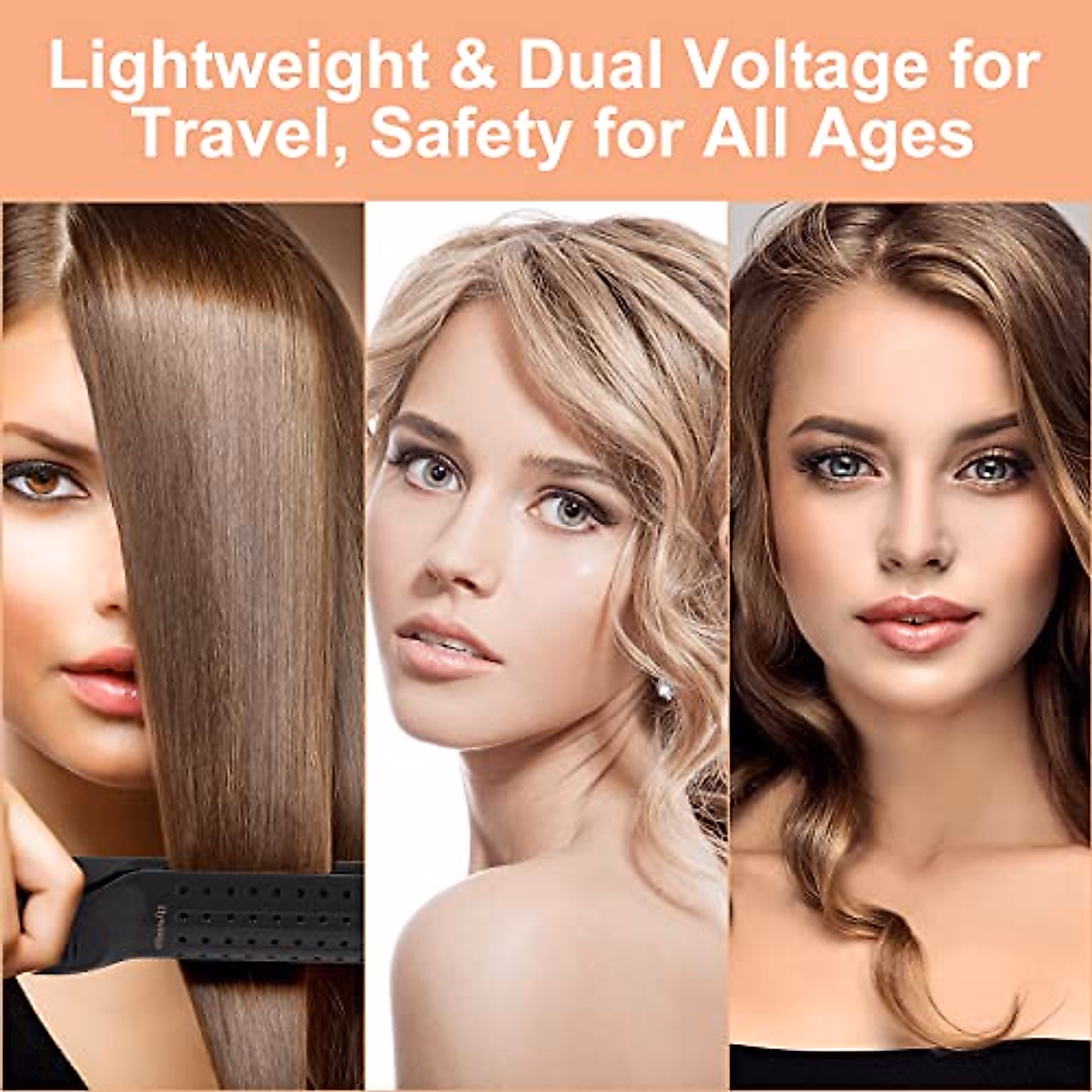 Hywestger Flat Iron Hair Straightener and Curler 2 in1 | 360° Airflow Styler Curling Iron with 80 Ionic Cooling Air Vents, 5 Adjustable Temperature Settings, 15s Fast Heating & Dual Voltage