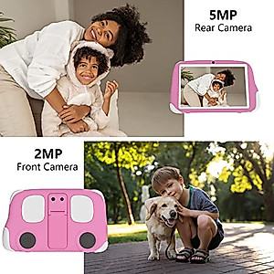 BYANDBY Kids Tablet 8 inch, Android 12 Tablet for Kids, 1280×800 HD Touch Screen, 2+32GB, 512GB Expand Tablet PC, Games, Wi-Fi, Dual Camera, Gift for Girls(Pink
