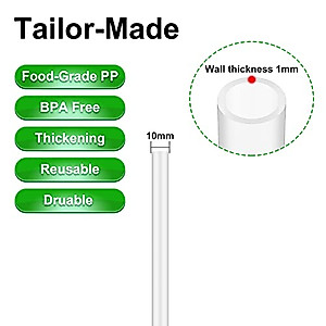 Replacement Straws for Stanley Tumbler Cups 20-40 oz, 6-Pack Reusable Thickened Plastic Clear Straws with Brush,Fit for Most Tumblers (10.4"(30oz))