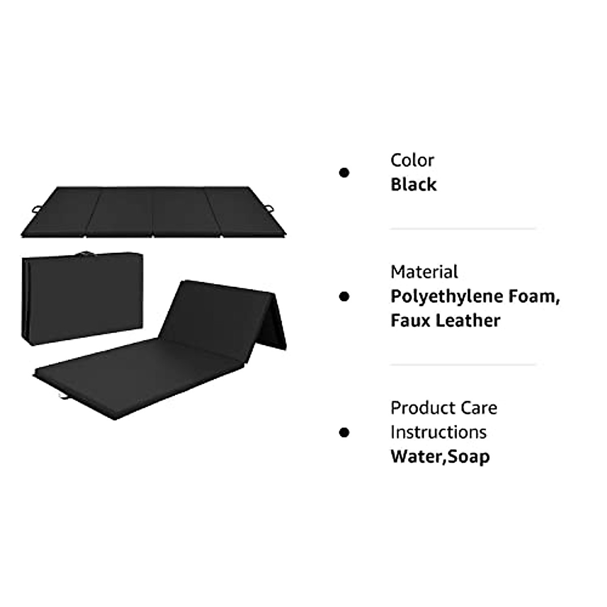 Thick Gymnastics Exercise Mat, 4'x8'x2"Extra Thick High Density Anti-Tear Folding Tumbling Mats Gymnastics for Home, Gym Mat for MMA, Stretching Yoga Cheerleading Martial Arts, Aerobics (Black)