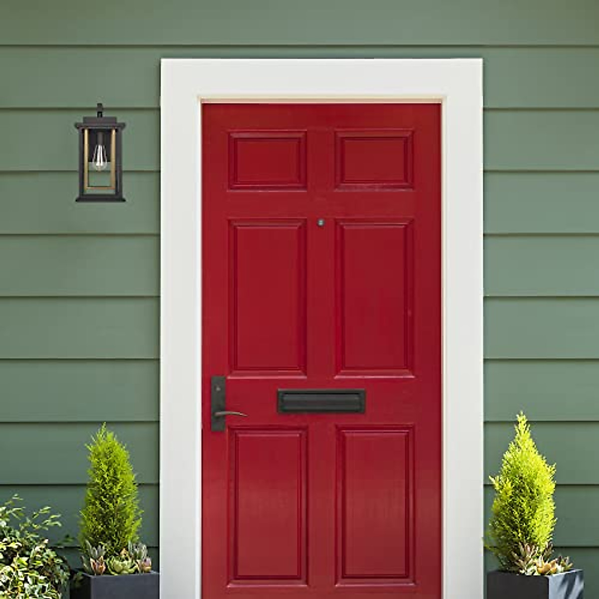 Design House 588707-BGD Hayward Modern Classic 1-Light Indoor/Outdoor Dimmable Wall Light with Open Bottom Black and Gold Frame, Black and GOL