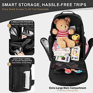 MIRACOL Military Diaper Bag for Men - Waterproof Multi-Pocket Organization Diaper Backpack for Travel Hiking Camping - Baby Gear for Active Dad Black