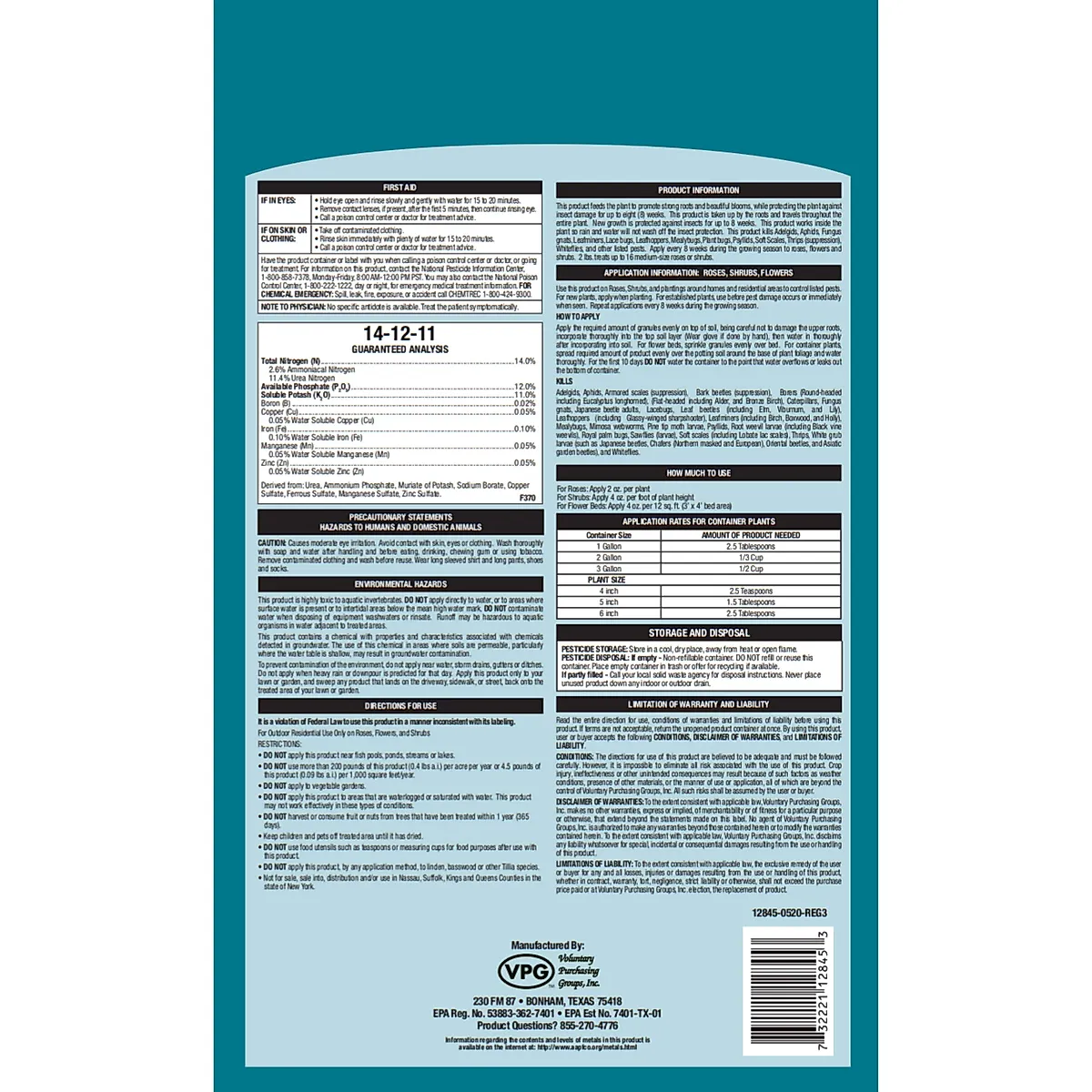Fertilome (12845) Rose and Flower Food Plus Systemic 14-12-11 (4 lbs.)