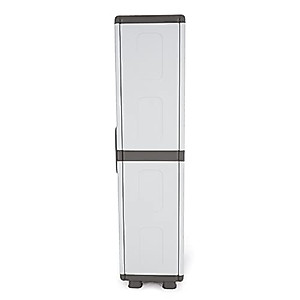 Homeplast Leto 55 lb. Capacity Indoor Outdoor Shoe Rack Storage Cabinet with 2 Moveable Shelves, Holds 20 Pairs, Gray/Anthracite