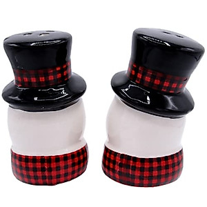Ceramic Christmas Salt and Pepper Shakers (Snowmen with Top Hats)