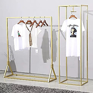 WFDERAN Creative Simple Clothes Retail Heavy Duty Metal Garment Racks,Clothing Store Hanger Storage Shelves,Commercial Wedding Dress Floor-Standing Display Rack (Gold, 71" H)
