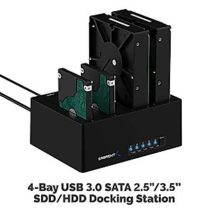 SABRENT Docking Station SSD/External Hard Disk/HDD 2.5/3.5 inch, USB 3.2 Gen 1, 4 Slots for SSD/HDD, with Power Supply and Fan, for SATA SSD/HDD, with 4 Separate ON/Off switches (DS-U3B4)