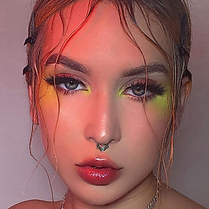 TOSGMY 12 PCS Septum Jewelry Daith Earrings Surgical Steel Septum Clicker Ring Helix Cartilage Tragus Piercing Jewelry Silver Rose Gold Black Nose Rings Hoops Hinged Hoop Earrings 8MM 10MM