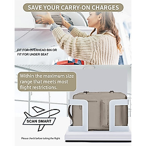 Large Travel Laptop Backpack, Expandable Flight Approved Backpack, Carry on Backpack for Women, Waterproof 17inch Laptop Hiking Backpack with Shoe Compartment, Grey Brown