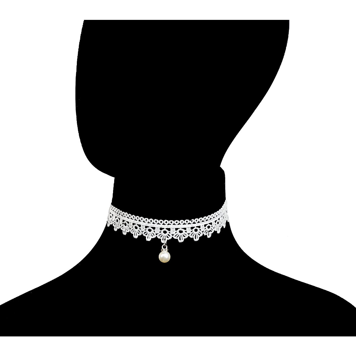 LINKY 10pcs White Lace Choker Necklace Women Jewelry Set (White)