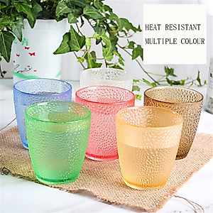 EILRAMIR Acrylic Drinking Highball Glasses Colorful Beer Cup Plastic Rocks Glasses Ideal for Bar, Kitchen, Cocktail, Juice Beverages, Water Unbreakable Set of 2(9.5oz) (Clear,9.5oz)