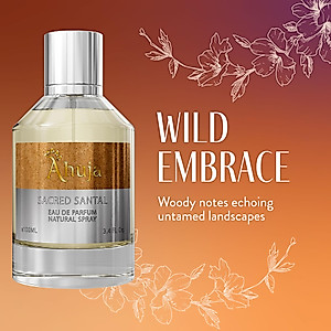 AHUJA Sacred Santal Eau de Parfum 3.4 fl oz -Unisex Perfume,Sandalwood,Violet Leaves and Cardamom,Earthy Woody Scent w/Spicy Notes,Best Alternative for Santal 33