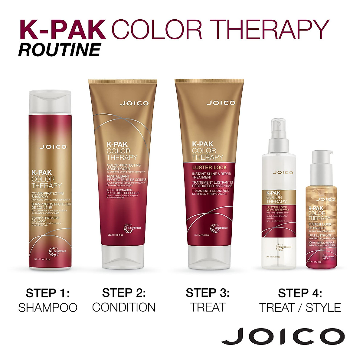 Joico K-PAK Color Therapy Luster Lock Instant Shine & Repair Treatment | For Color-Treated Hair | Boost Color Vibrancy | Repair Breakage | With Keratin & Argan Oil | 8.5 Fl Oz