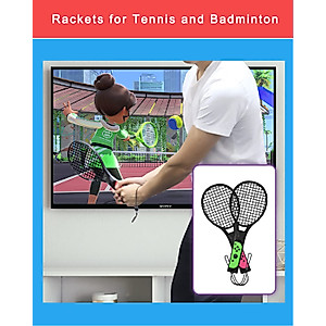 2023 Switch Sports Accessories Bundle,Hacksya Family Accessories Kit for Nintendo Switch Sports Games : Mario Golf Clubs,Wrist Bands,Soccer Leg Straps,Sword and Tennis Rackets