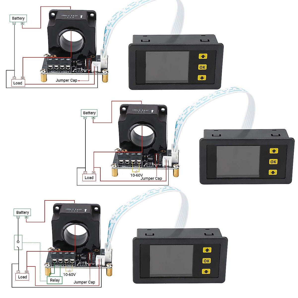 DROK DC Battery Multimeter 10-100V, 0-90V Charge-Discharge, 6.5-100V Bundle